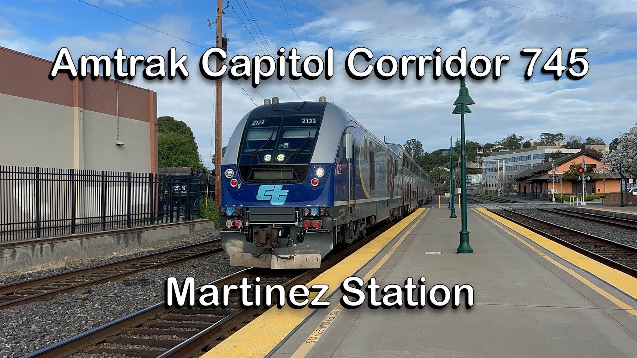 Amtrak Capitol Corridor 743 Train with SC-44 2123 Arriving at Martinez Station 1 Hour Late - YouTube
