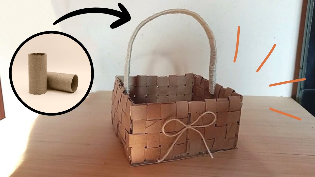 Hermosa canasta realizada con rollos de papel higiénico ♻️/DIY crafts ...