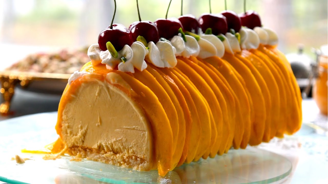 Mango ice cream cake - YouTube