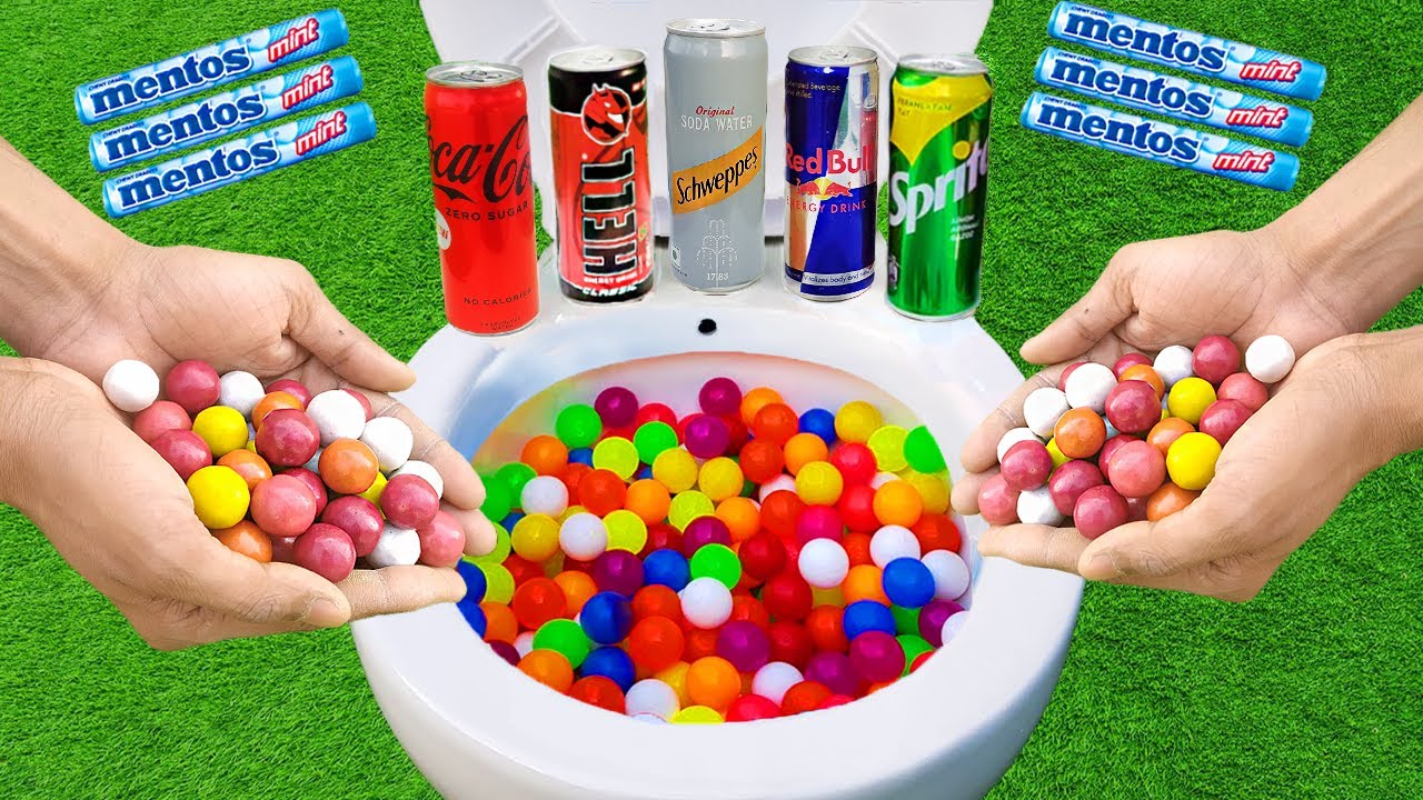GUMMY CANDY vs COLORFUL BALL and Coca Cola, Hell, Schweppes, Red Bull ...