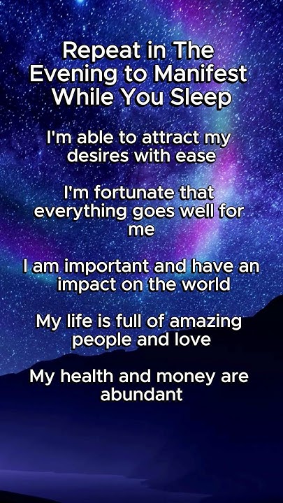 Repeat in The Evening to Manifest While You Sleep 💫 #manifestation - YouTube