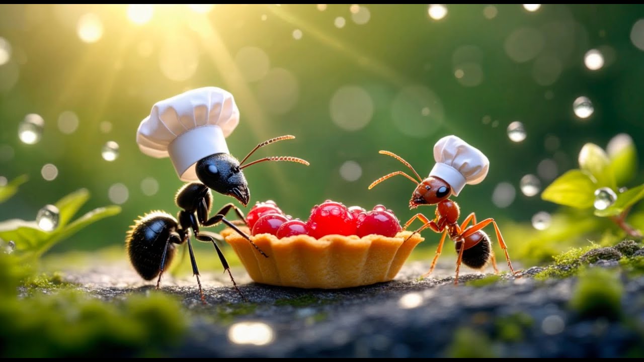 Ant Chef Creates a Tiny Berry Feast Under Firefly Light 🍓 - YouTube
