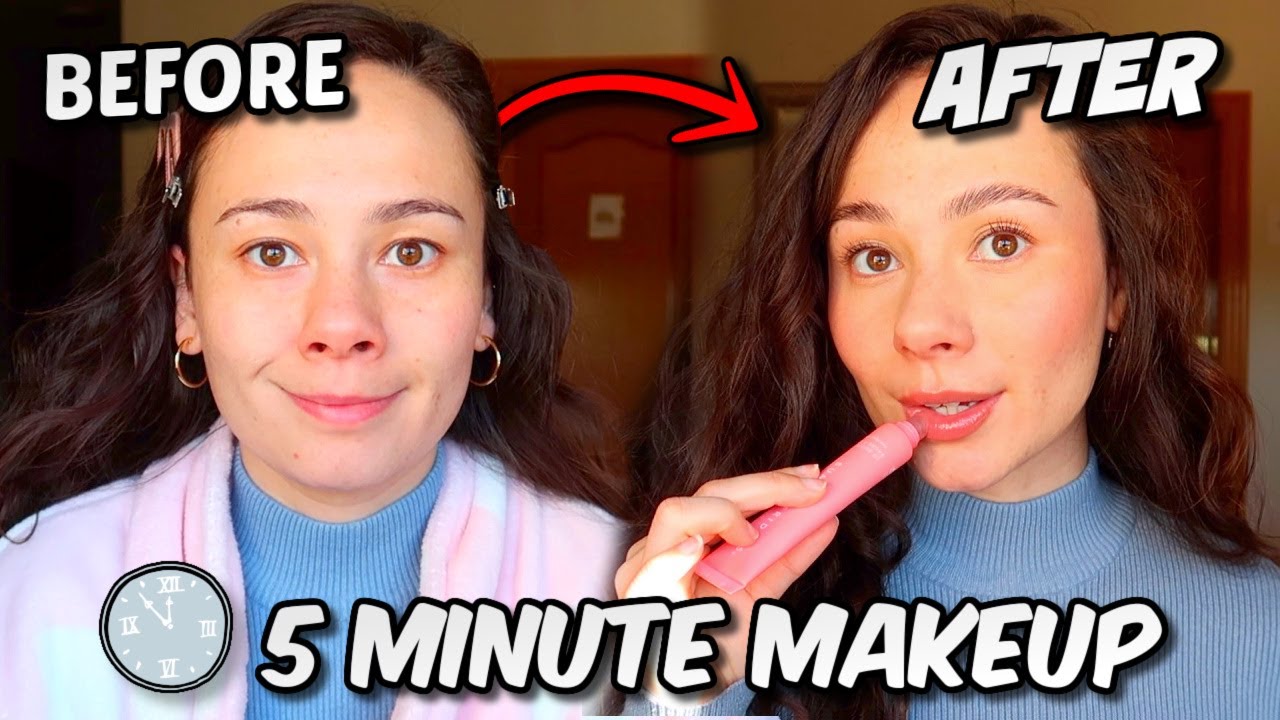 5 MINUTE MAKEUP ROUTINE ANYONE CAN DO!! *look pretty in 5 minutes ...