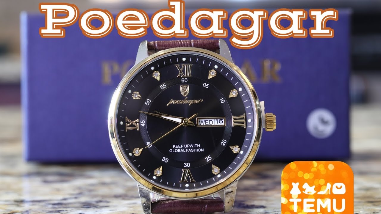 POEDAGAR 836GDBKL watch Unboxing and review. My first Temu purchase ...