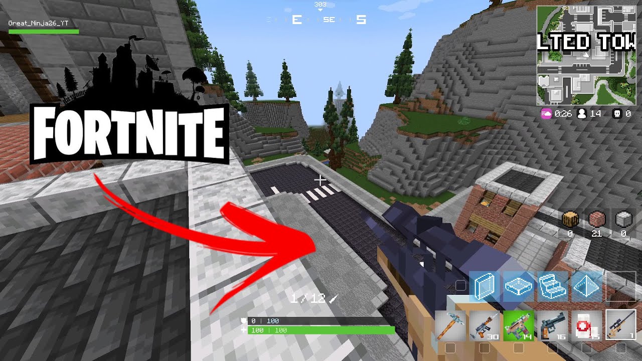 Fortnite in Minecraft! (Minecraft Server) - YouTube