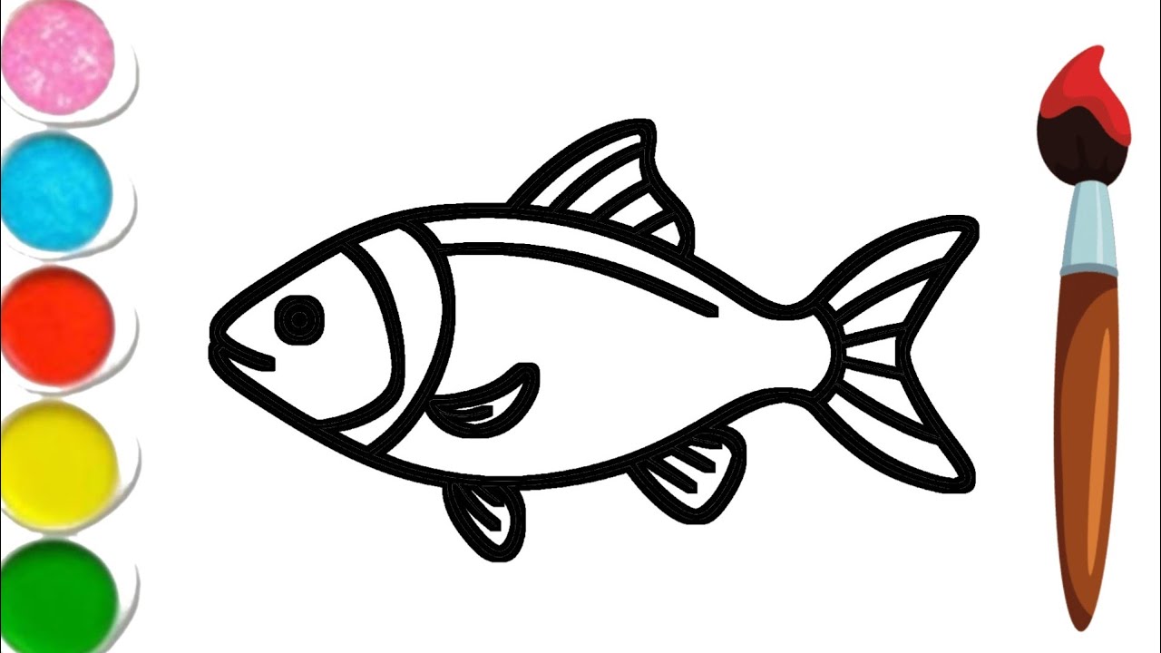 fish Drawing for kids || How to draw a fish || kids video - YouTube