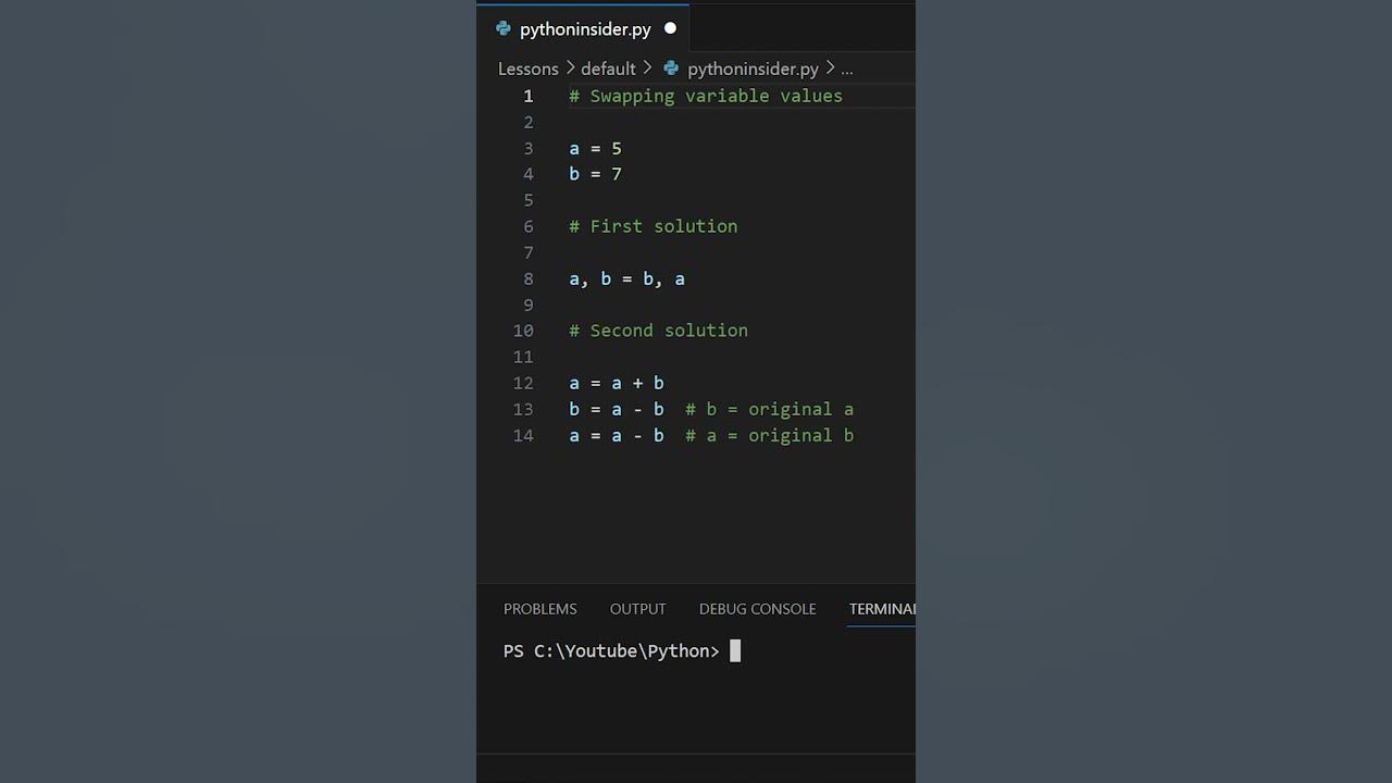 Interview Hack Swapping Variables Without Temp Shorts Python Pythontutorial Pythonbeginner 