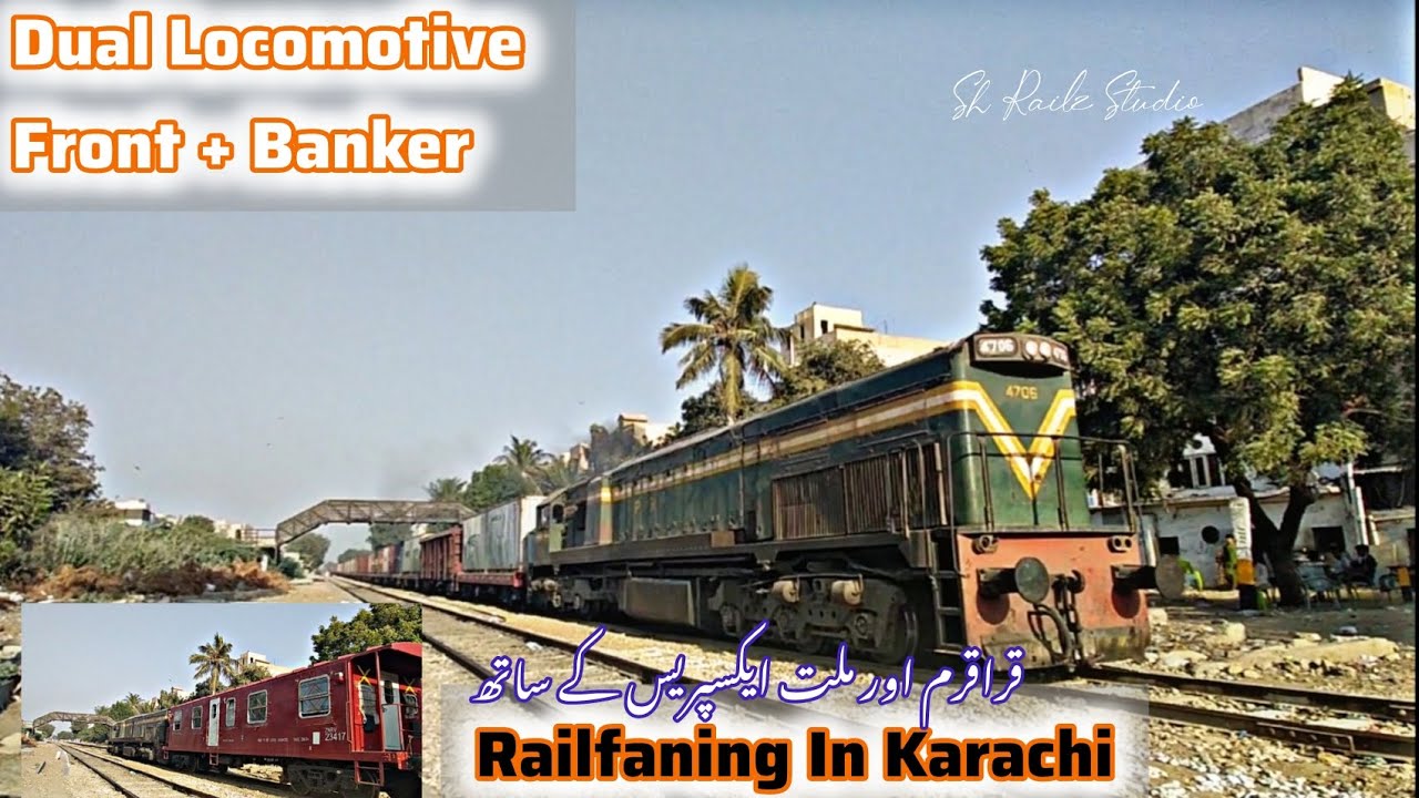 Dual Locomotive With Container||New ZNRV|| Karakoram+Millat||Railfaning ...