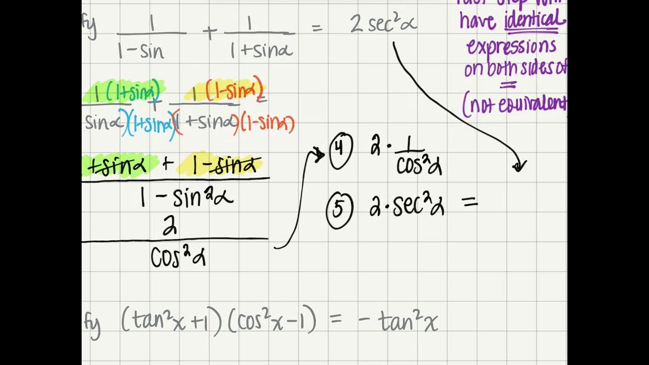 Precalc 5 2B Verifying Trig Identities - YouTube