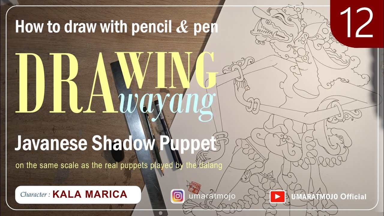 How To Draw WAYANG KALA MARICA With Pencil And Pen. Drawing Javanese ...