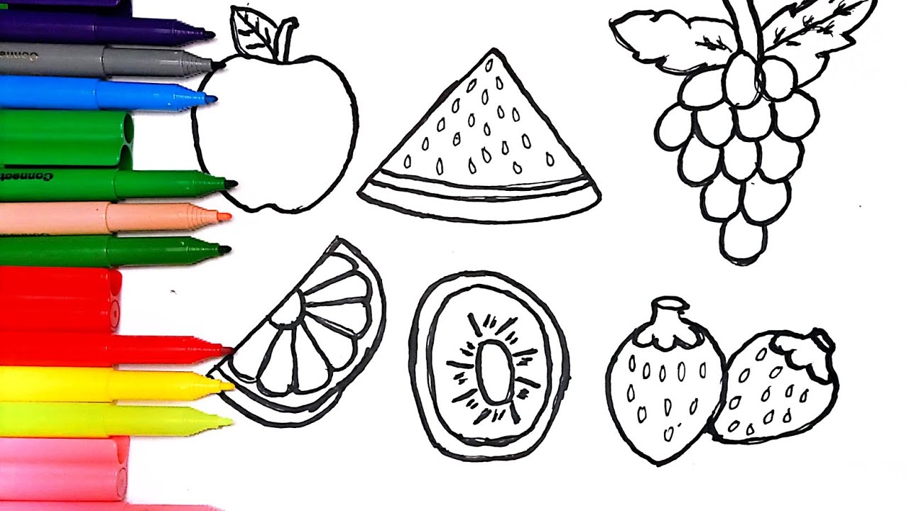 Learn How To Draw Fruits for Kids,Toddlers। Drawing, Colouring and ...