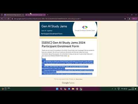 Gen AI Study Jam Enrollment Form Registration | GDSC ZCOER - YouTube