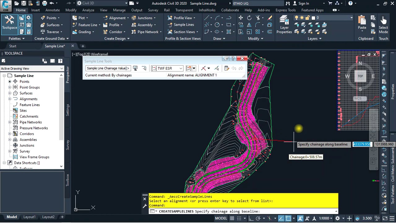 4A Civil 3D Complete Tutorials In Amharic Ethio LiQ What is Sample Line ...