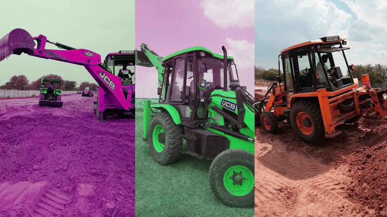 Jcb 3dx backhoe wonderful colors || Jcb EXcavators working on side ...