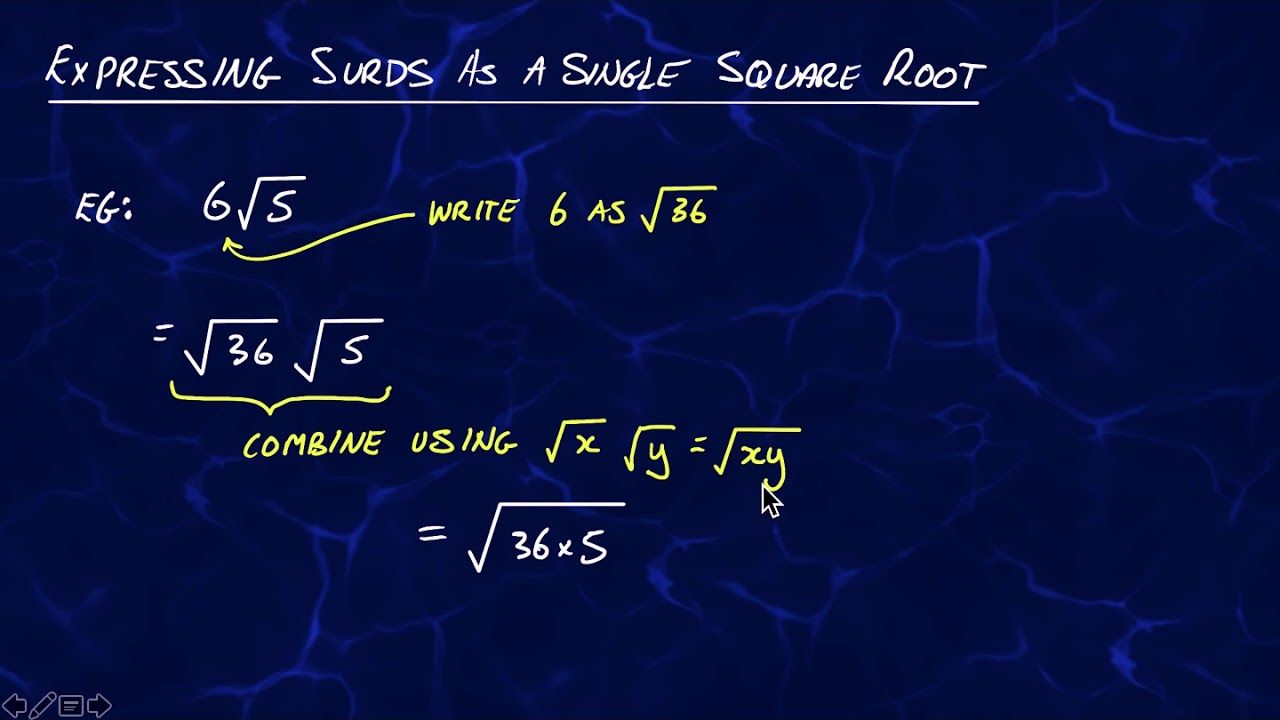Converting surds to a single square root - YouTube