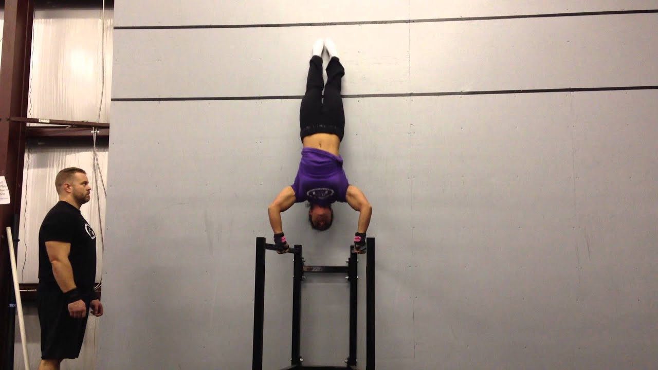 Gillian Ward Handstand Push-ups on Parallel Bars x8 - YouTube