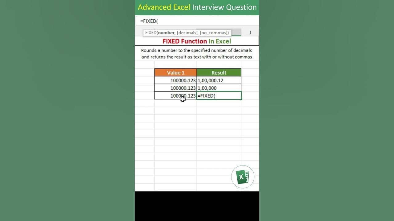 FIXED function in excel | FIXED formula in excel | excel interview questions excel tips and ...