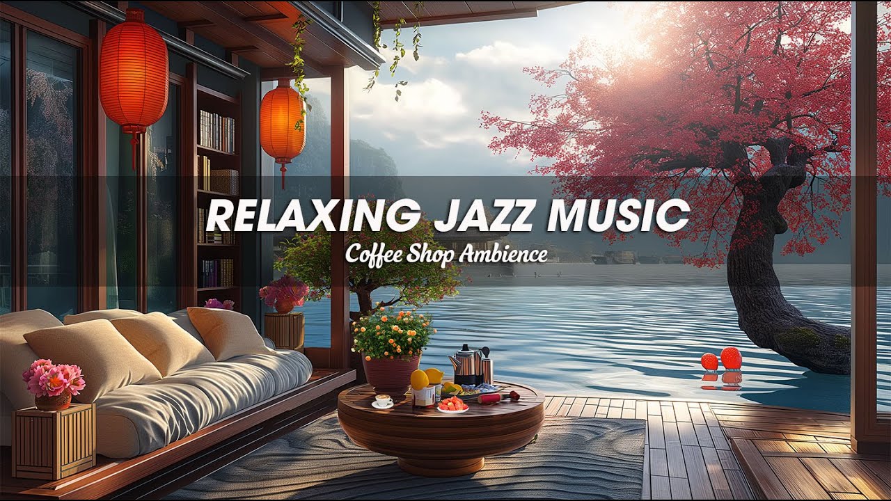Outdoor Spring Coffee Porch Ambience 🌥️ Sweet Spring Piano Jazz Music ...