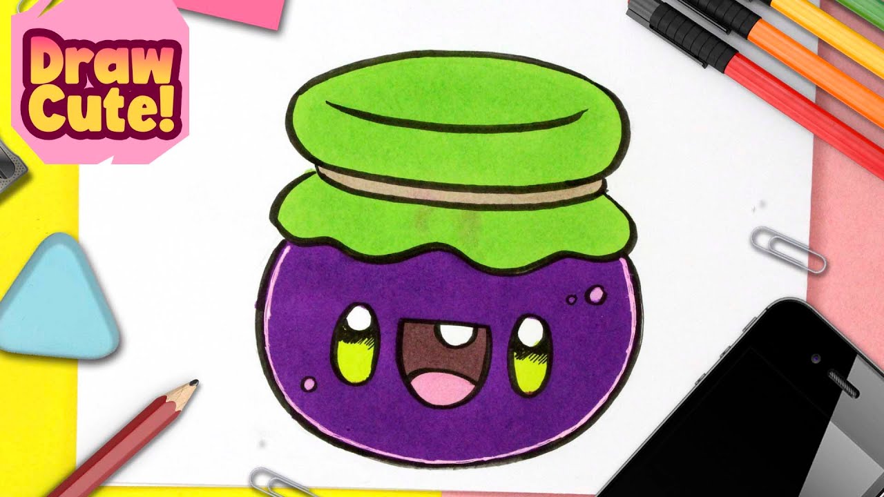 HOW TO DRAW A CUTE JAM JAR 💖 easy drawings 💖 How to draw cute food ...