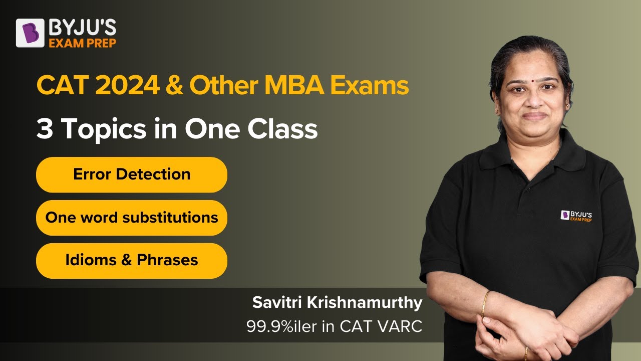 CAT 2024 & Other MBA Exam | 3 Topics in One Class | Ace Verbal Ability ...