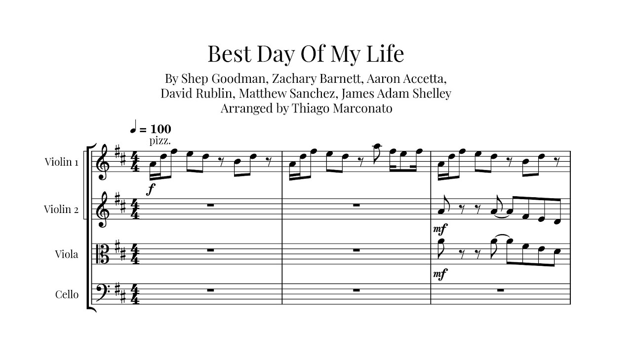 BEST DAY OF MY LIFE (American Authors) | String quartet - YouTube