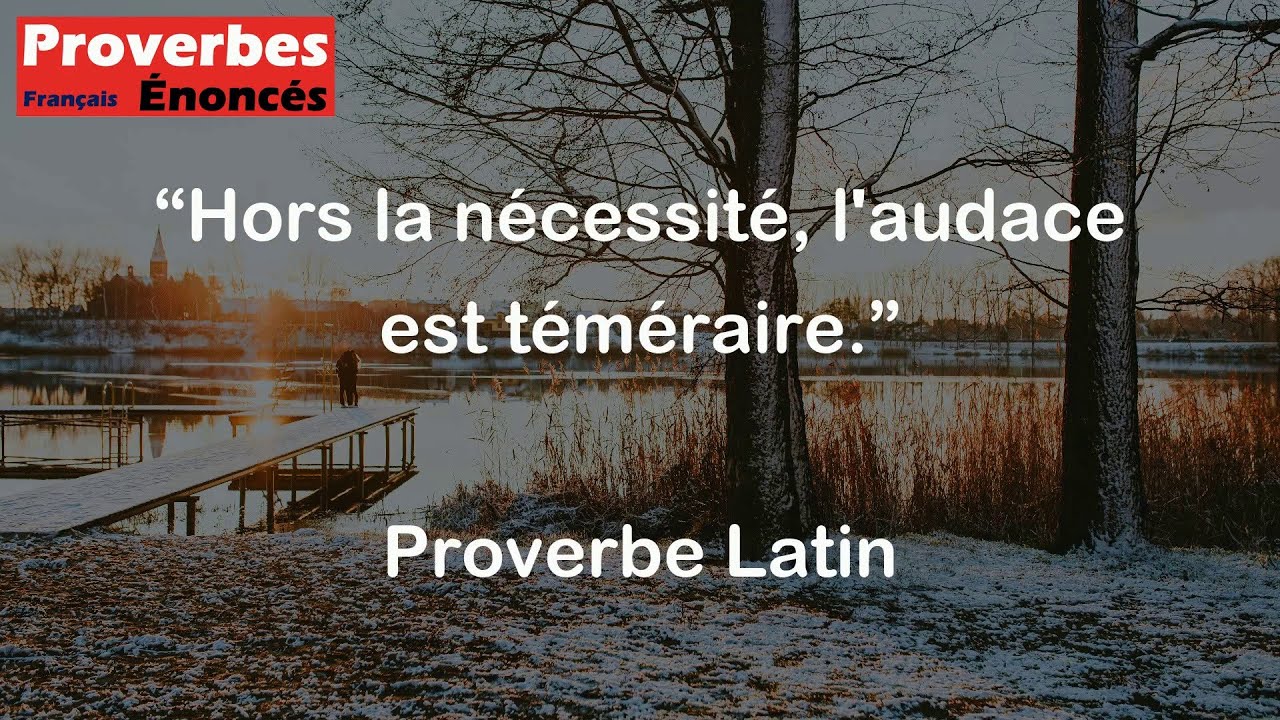 Proverbe Latin - Hors la nécessité, l'audace est téméraire. - YouTube