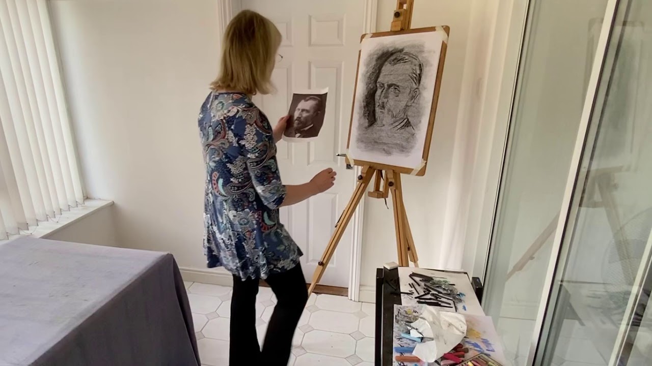 Jeanette Cole- Portrait in Charcoal www.drawing-painting.com - YouTube