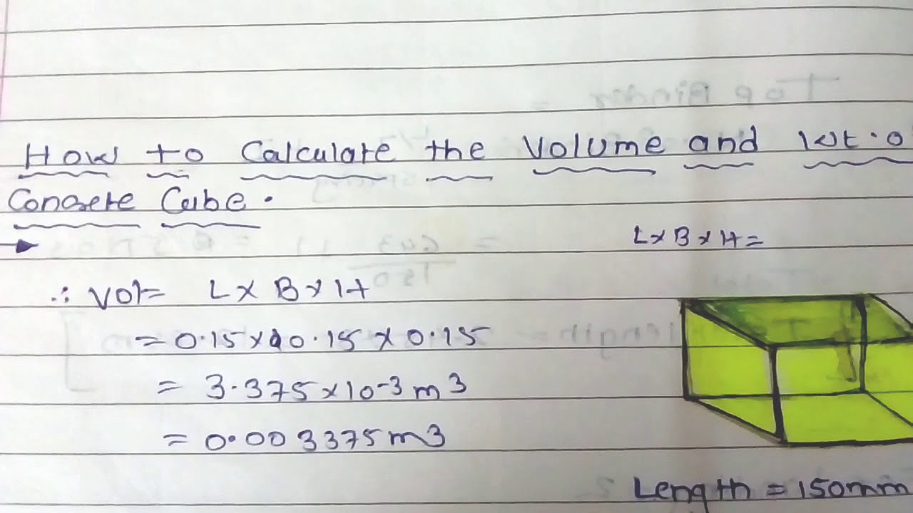 How to calculate Volume and Weight of Concrete Cube by CIVIL ...