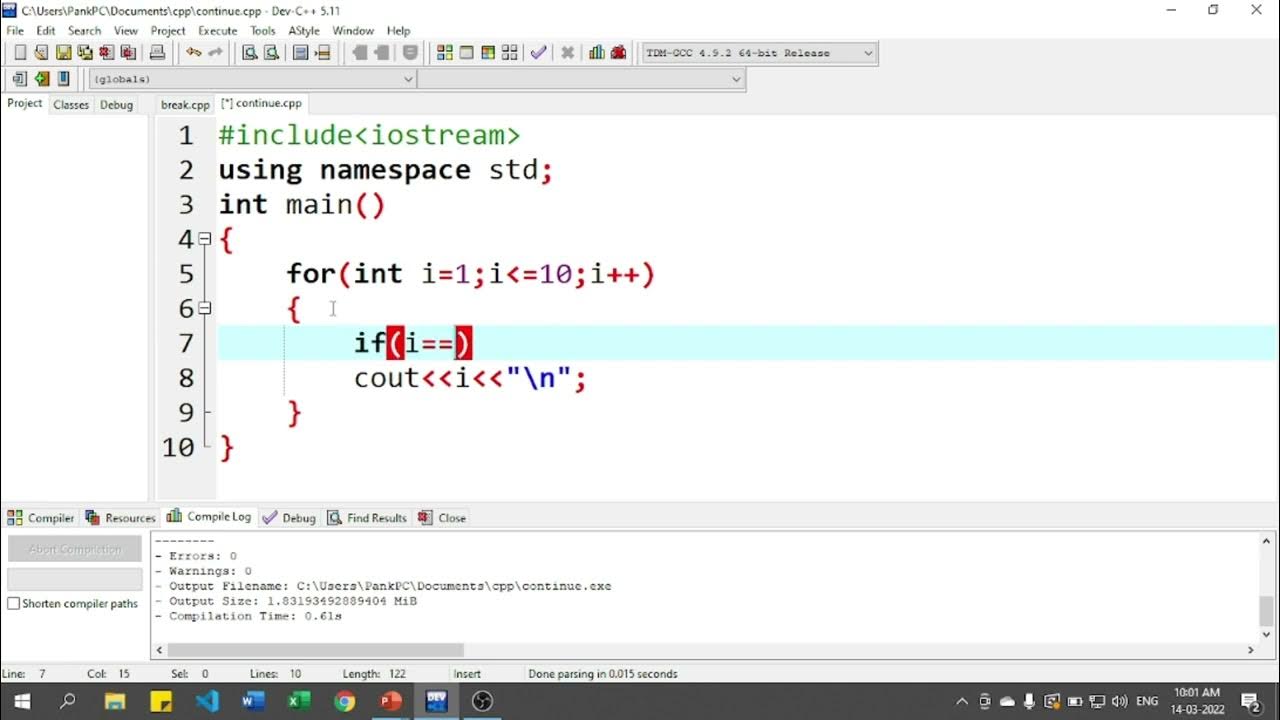 Explain Continue Statement Program with example - C++ Tutorial for ...