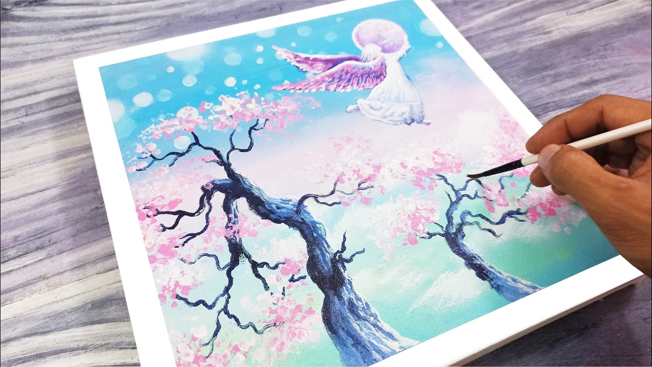 G art S painting #048 / How To Paint An ANGEL acrylic painting tutorial ...