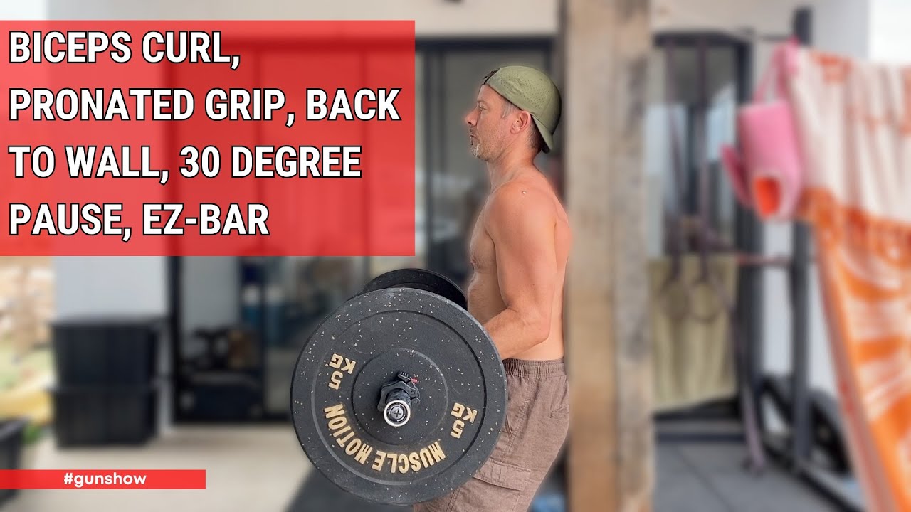 Biceps Curl, Pronated Grip, Back to Wall, 30 Degree Pause, Ez-Bar - YouTube