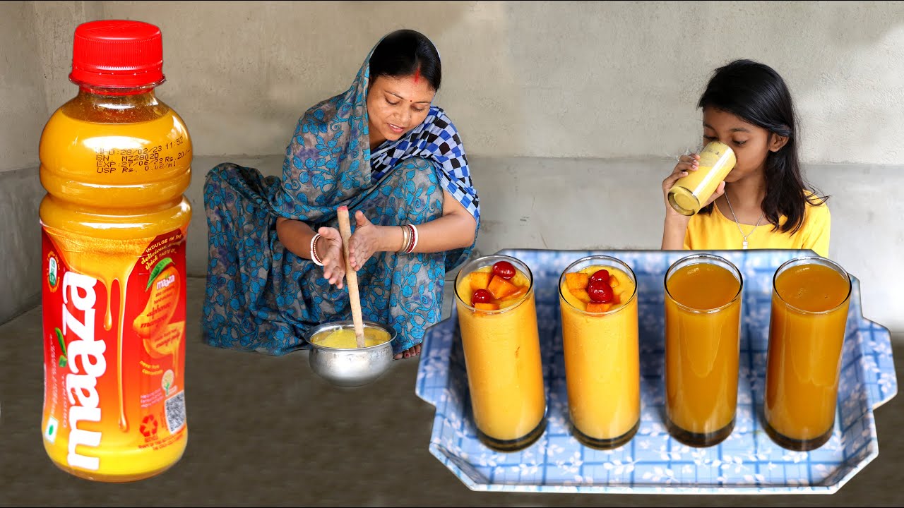 কাঁচা ও পাকা আমের Mango Lassi ও Maaza Mango / Home made Maaza Mango ...