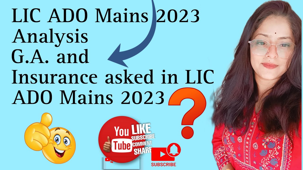 G.A. and Insurance asked in LIC ADO Mains 2023 ...Level of paper💫 - YouTube