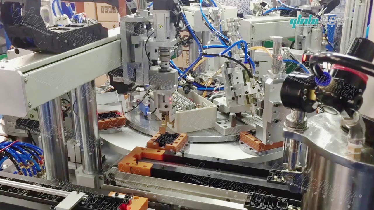 Fully automatic assembly line for switch socket（开关底座全自动组装线） - YouTube