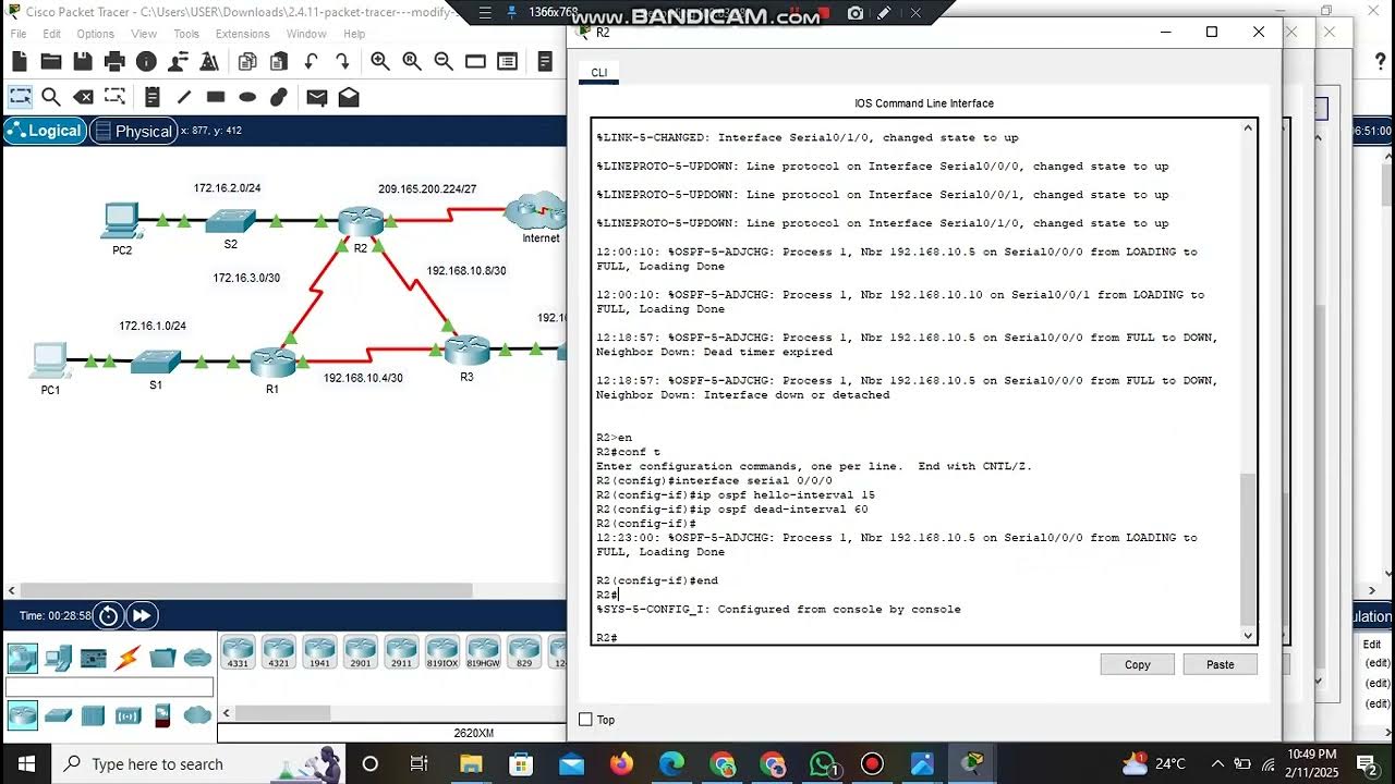 2.4.11 Packet Tracer - Modify Single-Area OSPFv(idham) - YouTube
