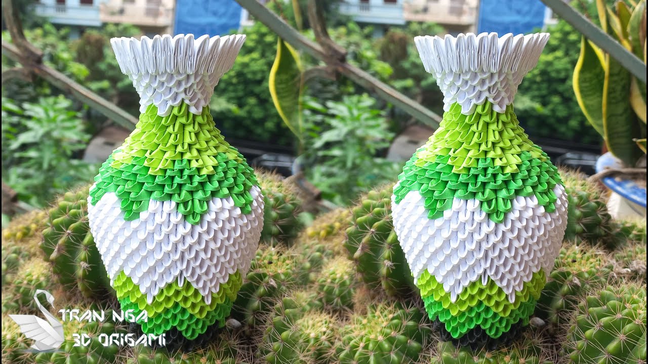 DIY paper flower vase home decoration idea | Tutorial de jarrón de origami 3d - YouTube