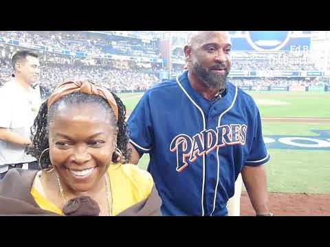 Greg Vaughan Steve Finley Tony Gwynn Jr Throw Out 1st Pitch Alicia Gwynn #firstpitch #padres # ...