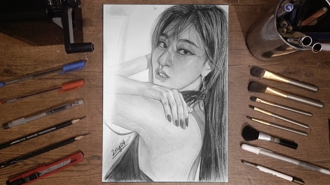 Drawing Jihyo (TWICE) | FaceDraw - YouTube