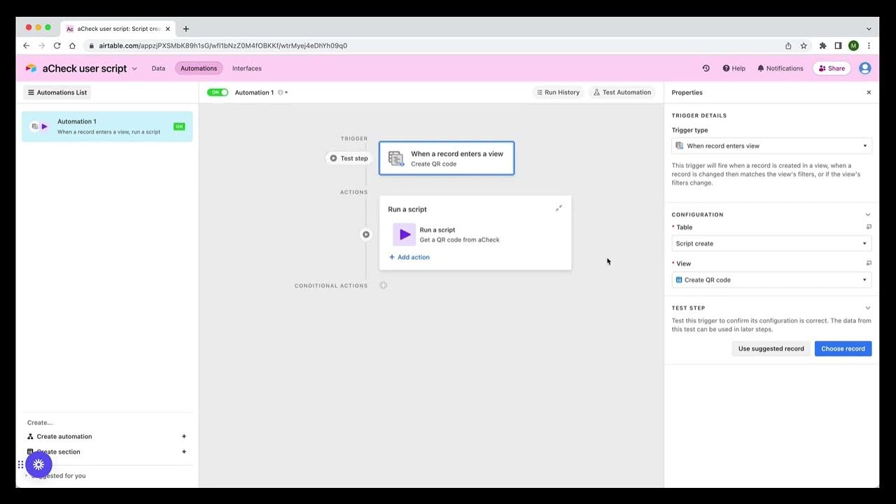 Use aCheck with Airtable Automation script - YouTube