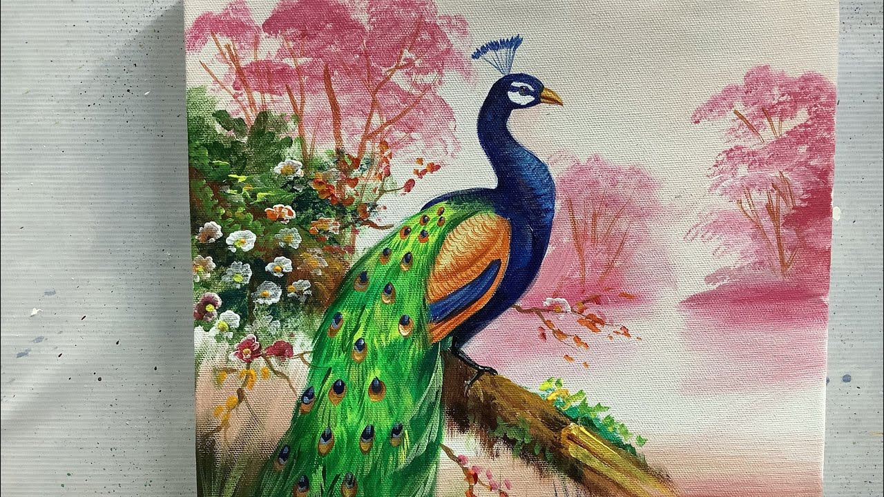 National Bird Of India Peacock Painting || Learn To Draw Peacock ...