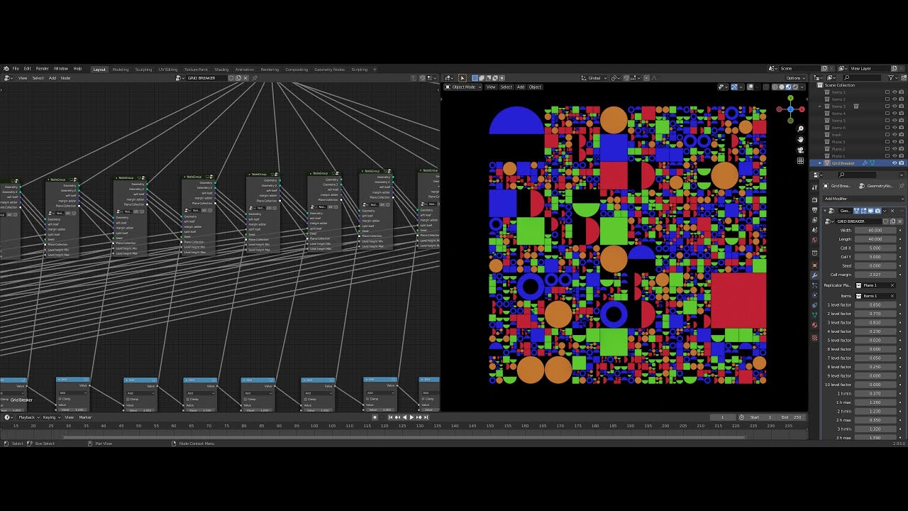 Recreation of the Grid Breaker addon with geometry nodes - YouTube