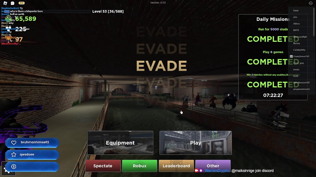 Evade with y'all join the discord and follow to play !discord !roblox ...