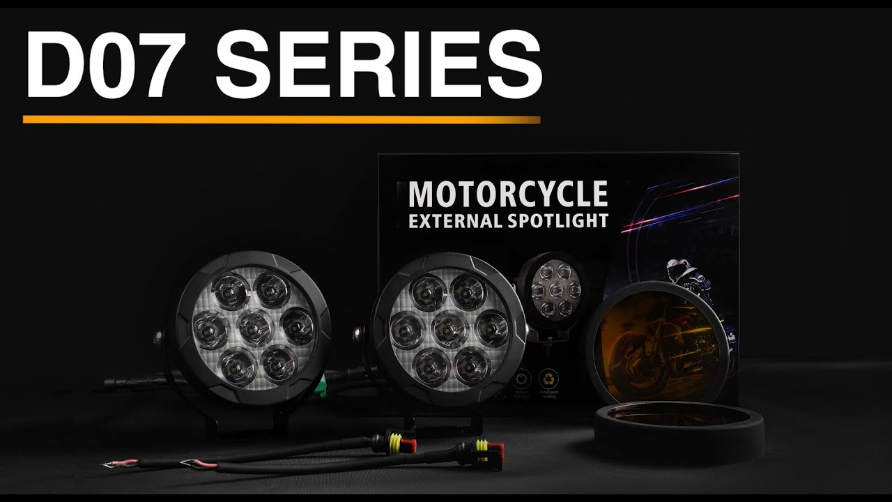 Round Motorcycle Lights D07 Series With Yellow Covers - YouTube