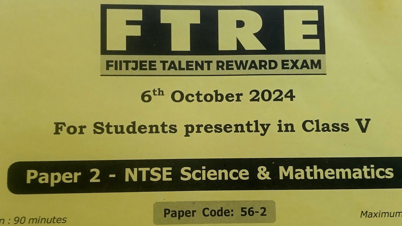 FIITJEE FTRE 2024 Class 5 Question Paper 2 - YouTube