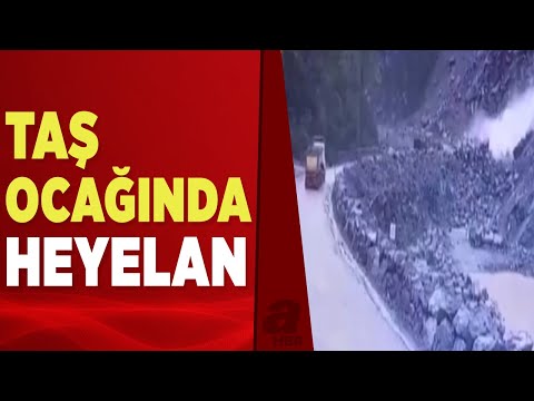 Artvin'de taş ocağında heyelan! Düşen dev kaya kamyonu hurdaya çevirdi | A Haber