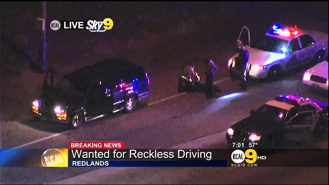 Police car chase & stop in Redlands CA 30 Jan 2013 KCAL CH 9 News - YouTube