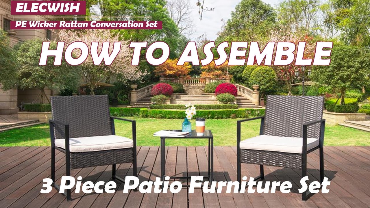 3 Piece Patio Furniture Set Assembly | With Cushions and Glass Side ...