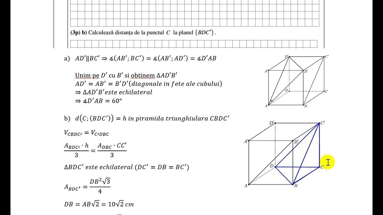 In figura alaturata este reprezentat cubul ABCDA'B'C'D' cu AB=10cm ...