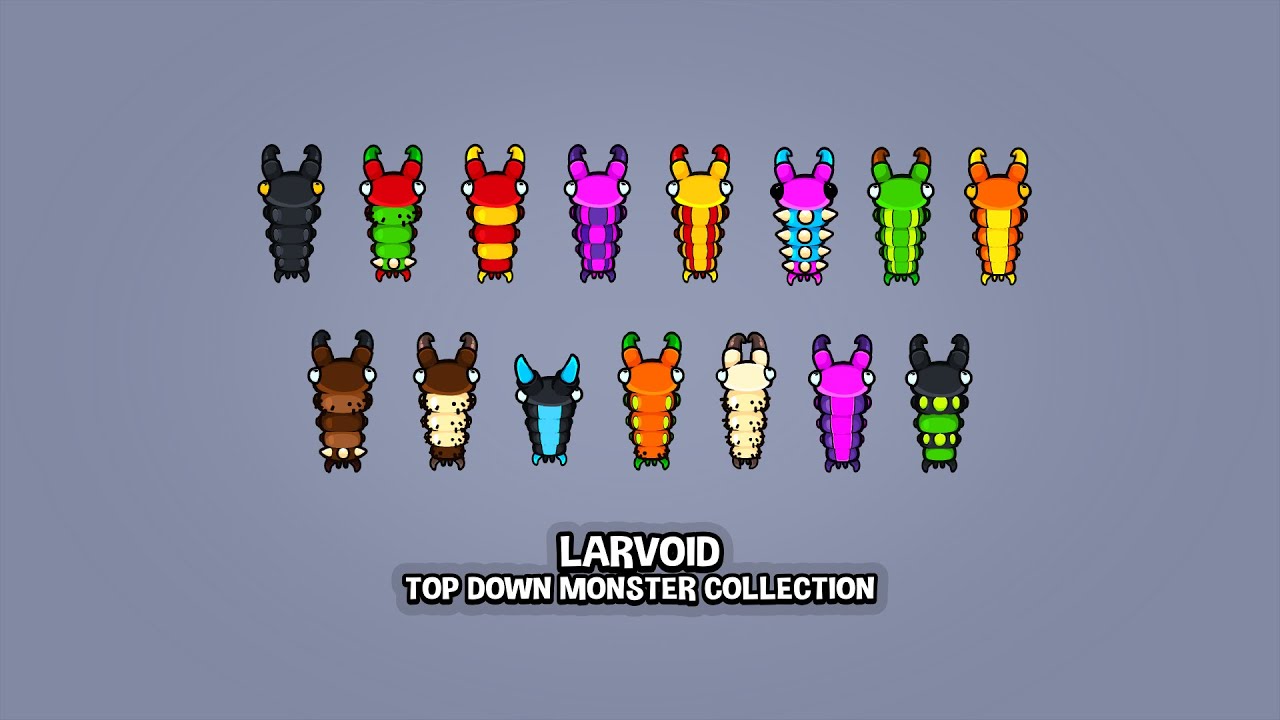 top down larva style enemy monster game asset pack - YouTube
