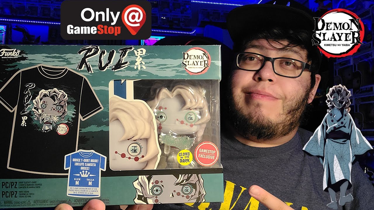 Demon Slayer! Gamestop Exclusive Glow in the Dark Rui Funko pop & tee ...